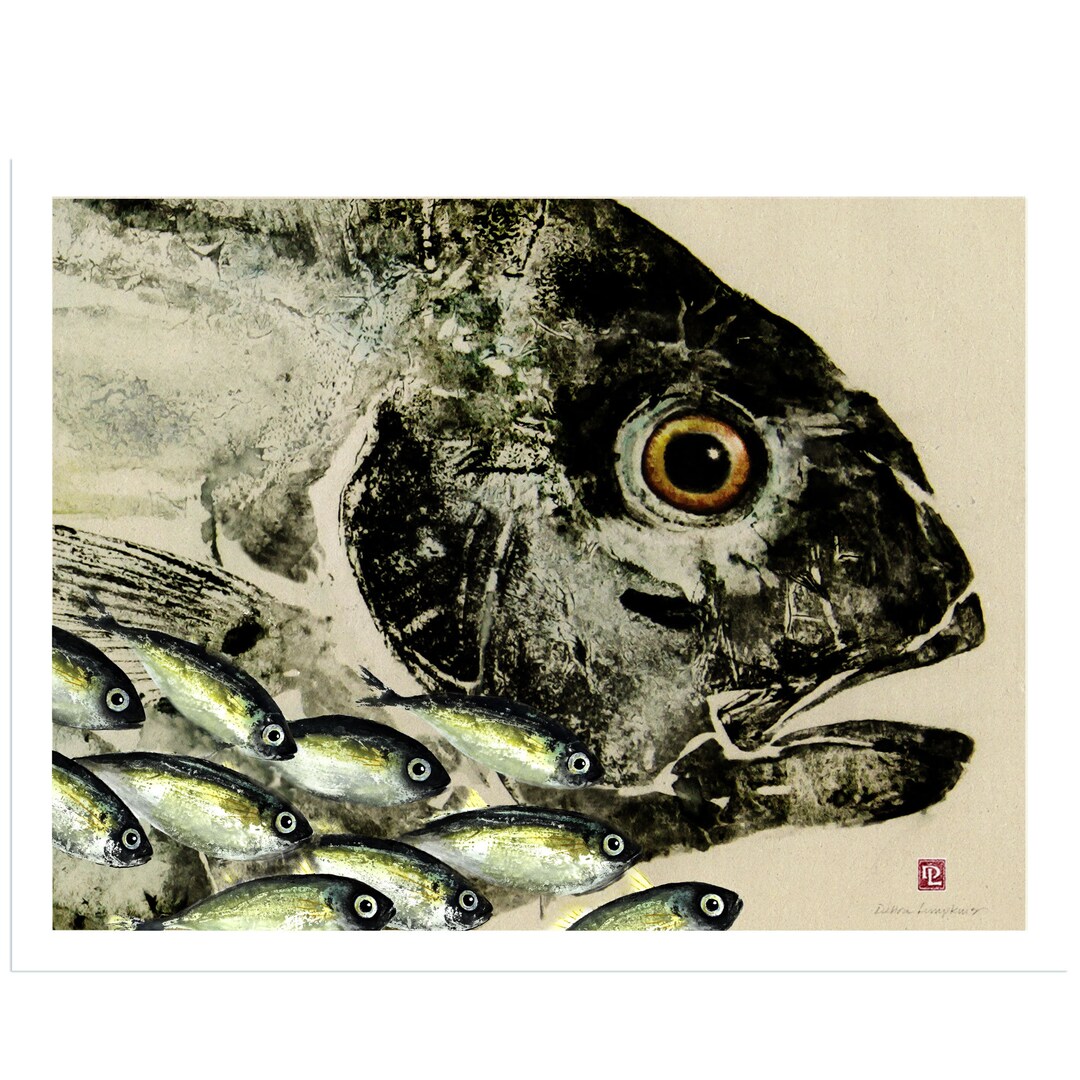Gyotaku Fish Print Kagami Ulua by Maui Artist Debra Lumpkins - Etsy