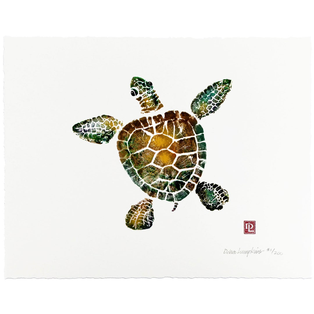 Baby Hawaiian Sea Turtle - Limited Edition Gyotaku Art Print by Maui ...