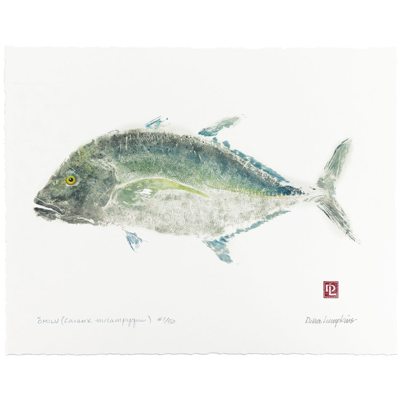Gyotaku Fish Print - Trevally Omilu Ulua - Limited Edition Art by Maui ...