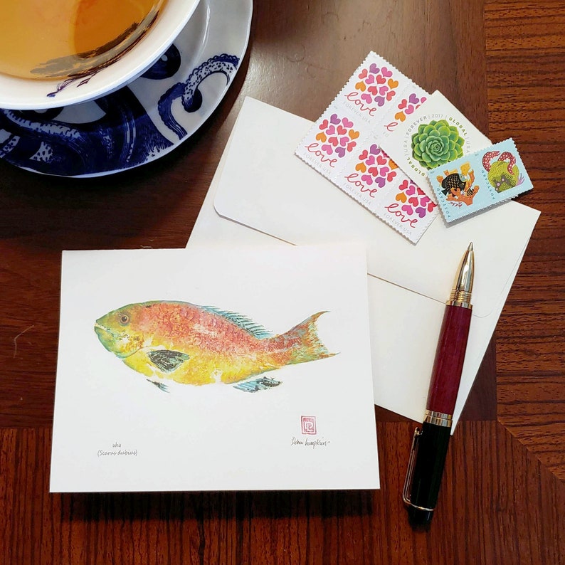 Hawaiian Fish Art Blank Note Cards Set of 4 by Maui Gyotaku Artist ...