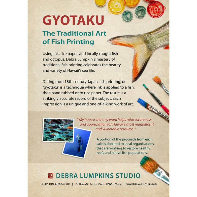 Gyotaku Fish Print - Malolo Flying Fish - Limited Edition Art by Maui ...