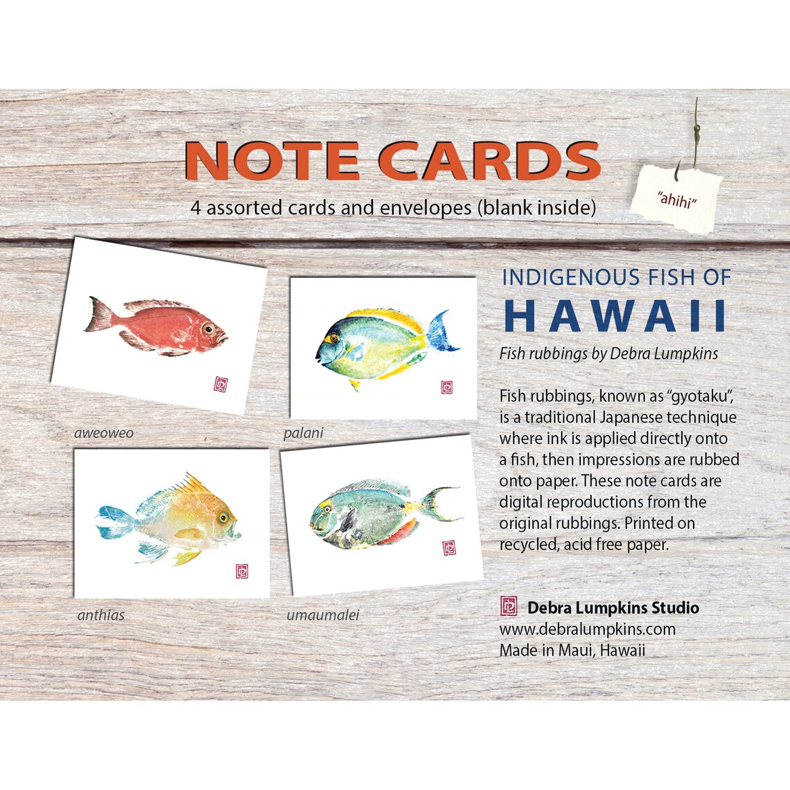 Tropical Hawaiian Fish Blank Note Cards Set of 4 by Maui - Etsy