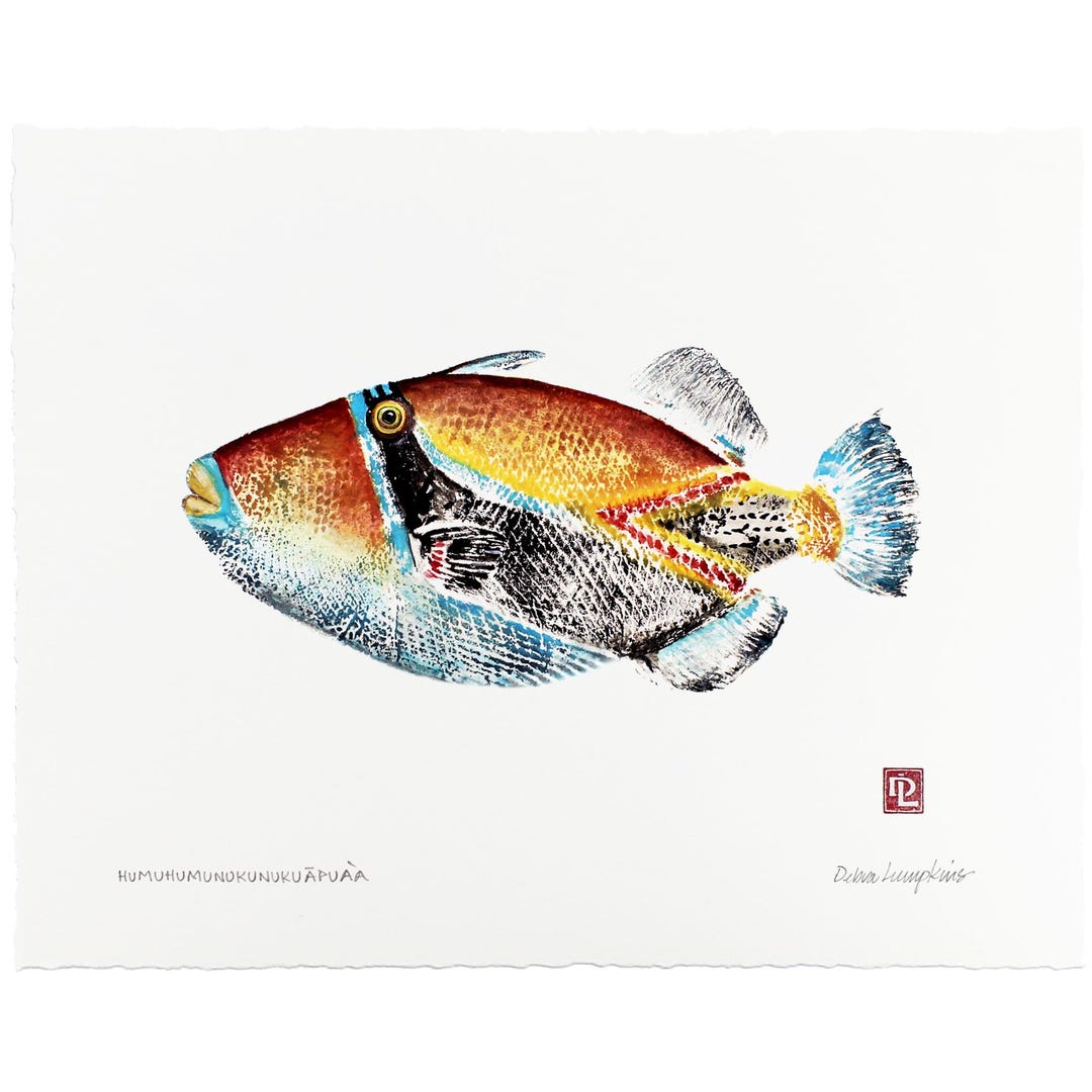Gyotaku Fish Print: Humuhumu Hawaii State Fish - Etsy