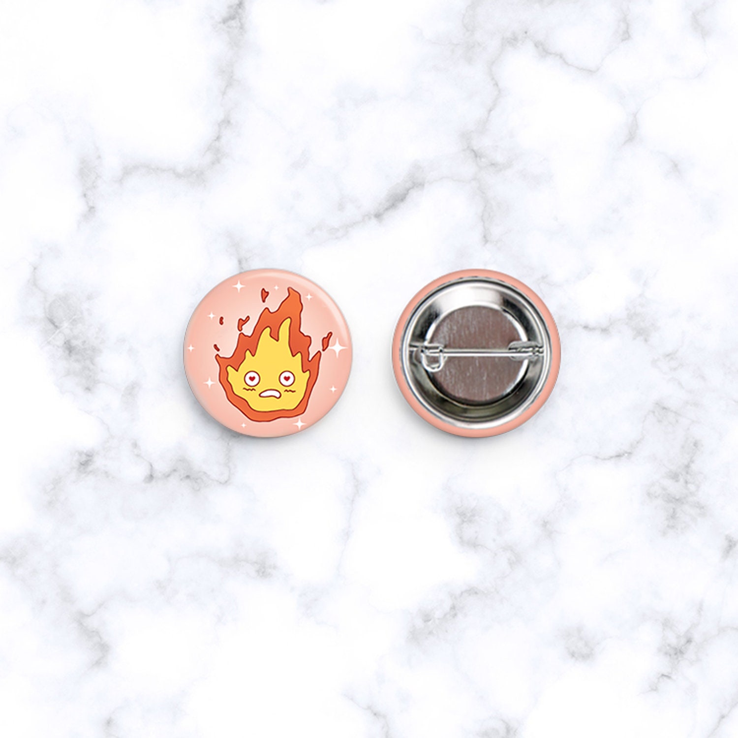 Calcifer Fire Demon Studio Ghibli Pin Button Brooch Badge - Etsy