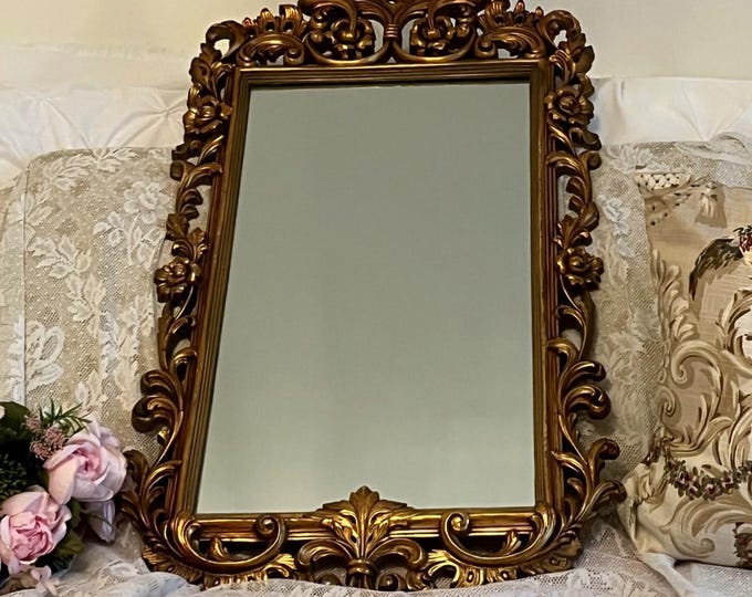 Vintage Ornate Gold Mirror, Large and Heavy Wall Mirror, Syroco Style ...