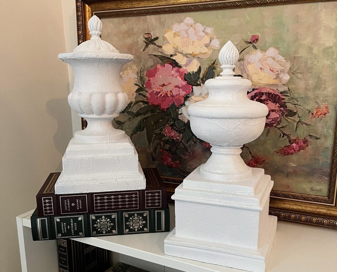 Pair of Large, Heavy, Urn-style Finials or Bookends, Painted White - Etsy