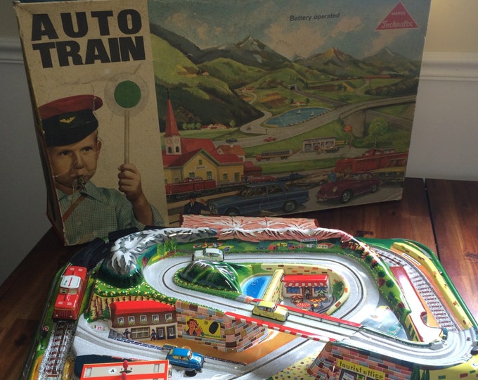 WORKING 1967 Technofix Auto Train 317 Toy With Original Box Tin and ...