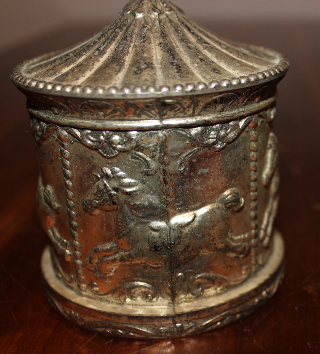 Vintage Silver Plated Carousel Coin Bank by Leonard Japan - Etsy