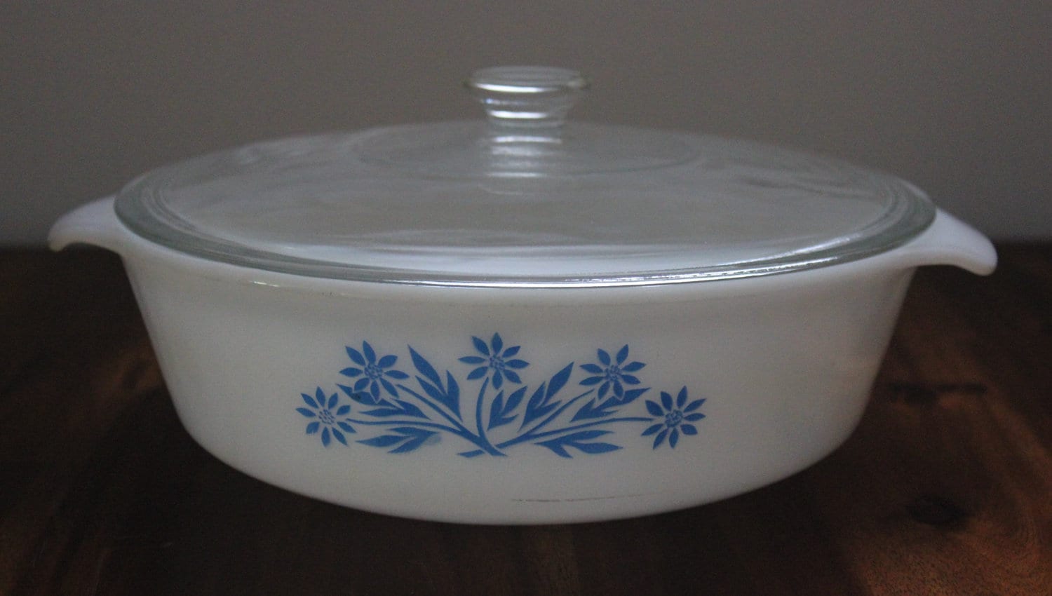 Vintage Fire King Casserole Dish With Blue Floral Pattern and Lid - Etsy