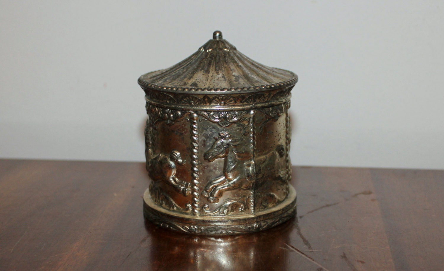 Vintage Silver Plated Carousel Coin Bank by Leonard Japan - Etsy