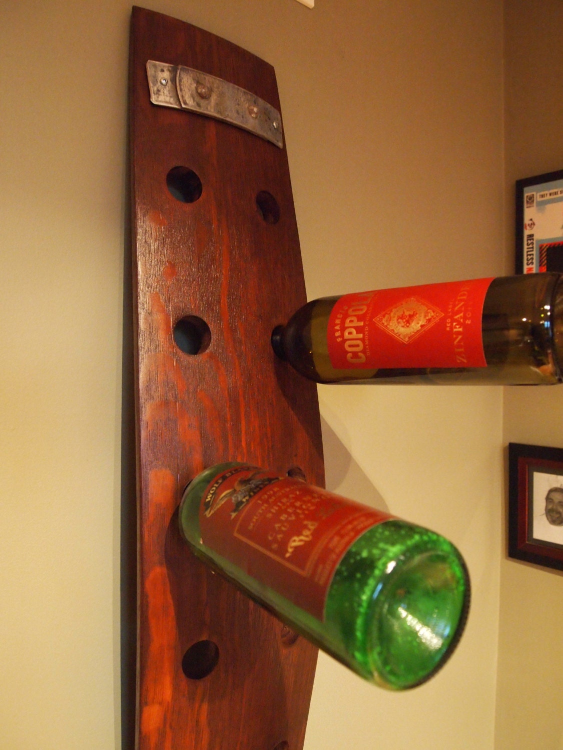 Wine Barrel Wine Bottle Wall Rack for 12 Bottles Wine Finish - Etsy