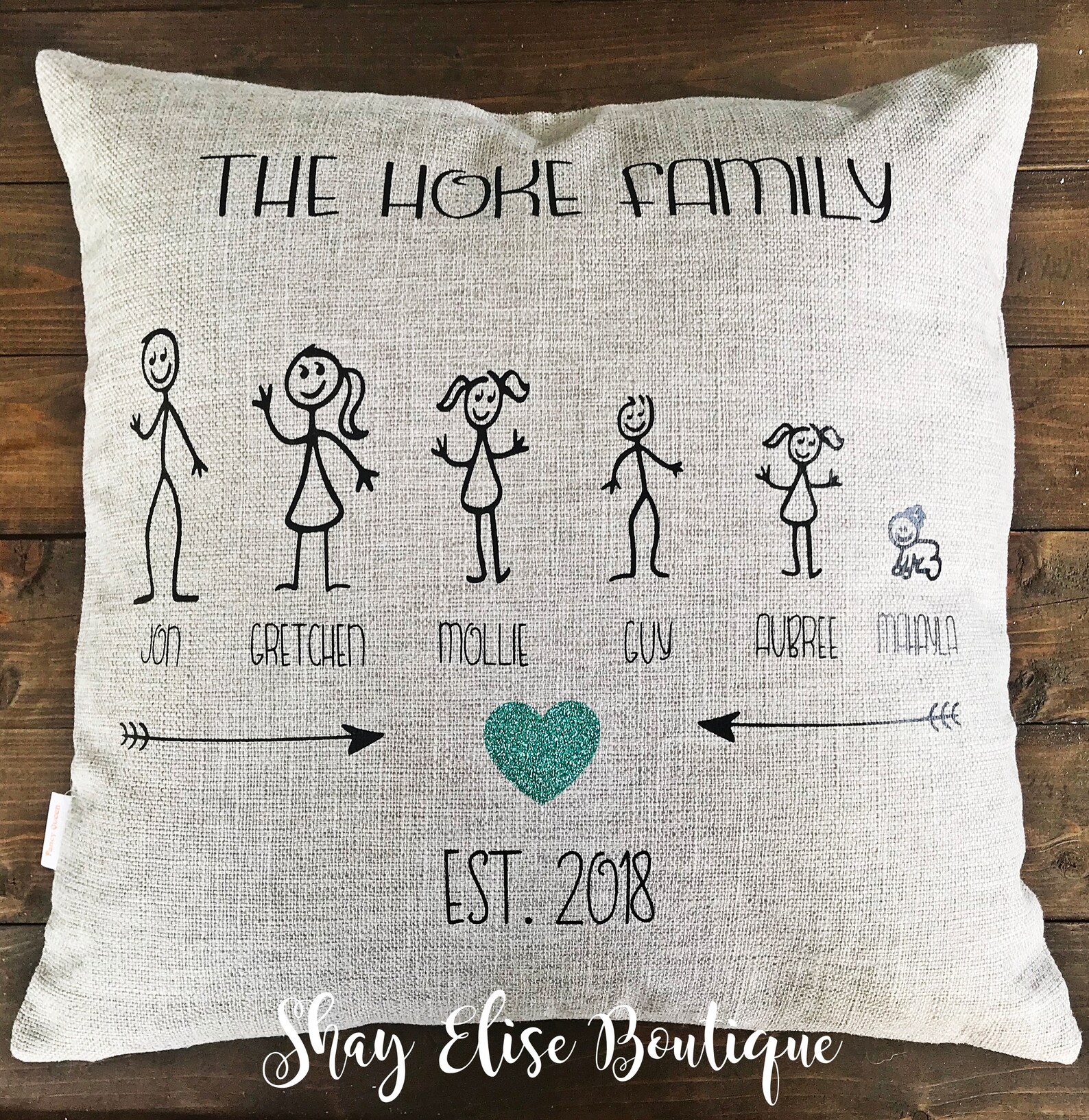 Stick Figure Family Pillow Cover Only Mother's Day Pillow | Etsy