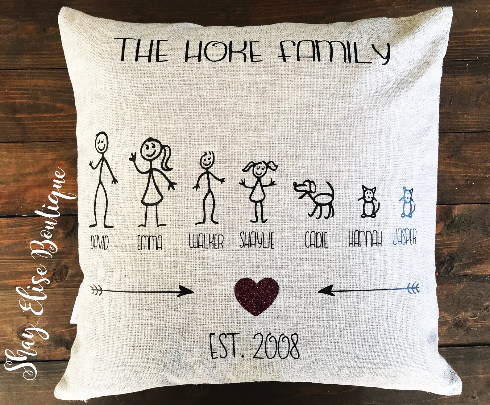 Stick Figure Family Pillow Cover Only Mother's Day Pillow | Etsy