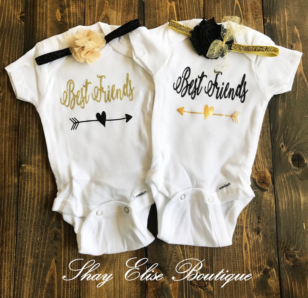 Twin Girls Best Friend Onesies With Headband - Etsy