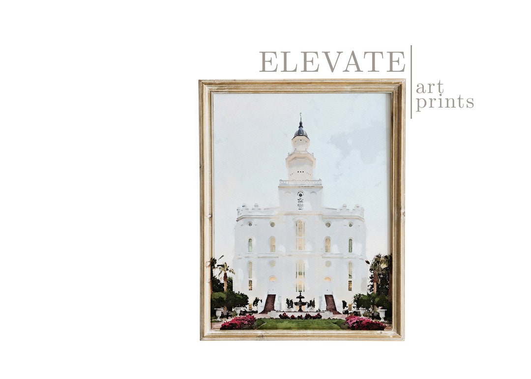 St George LDS Temple Watercolor Painting Digital Print - SG Remodeled ...