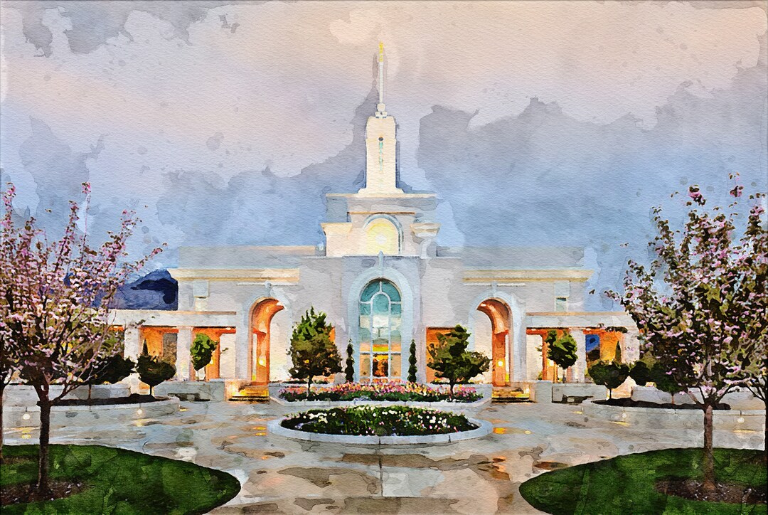Mount Timpanogos LDS Temple Watercolor Painting Digital Print - LDS ...