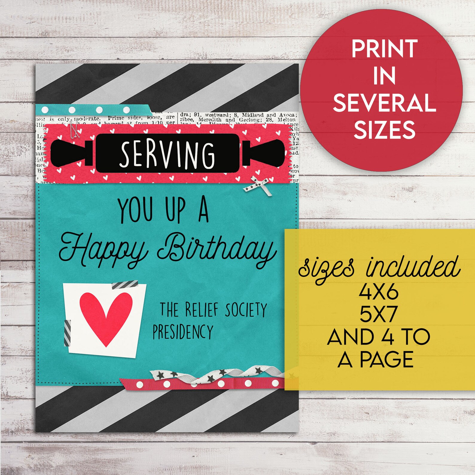 LDS Relief Society Birthday Gift Handout Serving You up a Happy ...