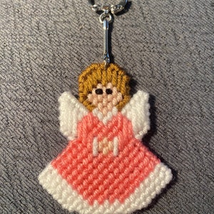 Angel Key Chain -hand Stitched Plastic Canvas - Etsy