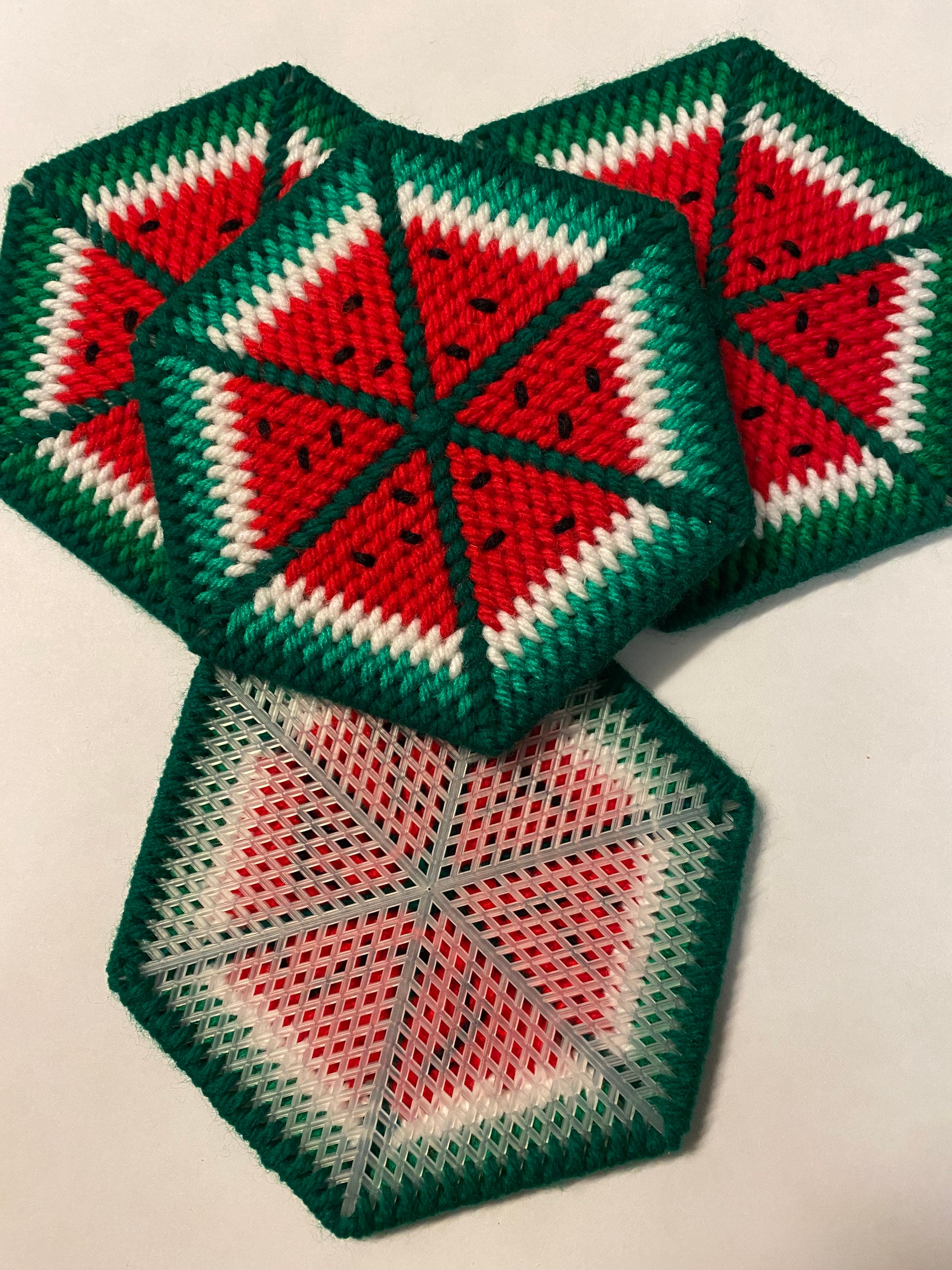 Plastic Canvas Watermelon Coaster Set - Etsy