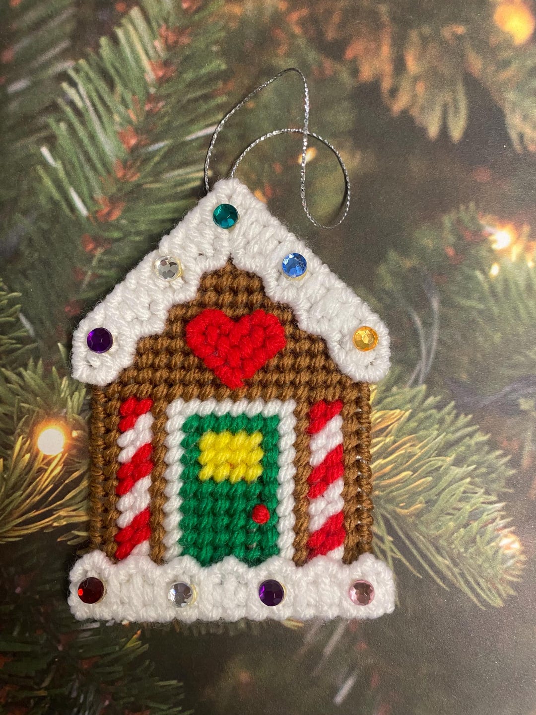 Gingerbread House Christmas Ornament or Magnet -hand Stitched Plastic ...