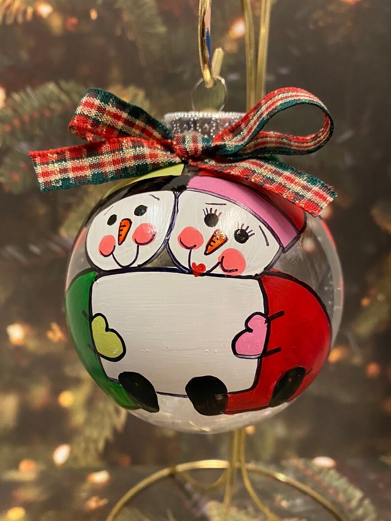 Snowman Couple Hand-painted, Personalized Christmas Ornament - Etsy