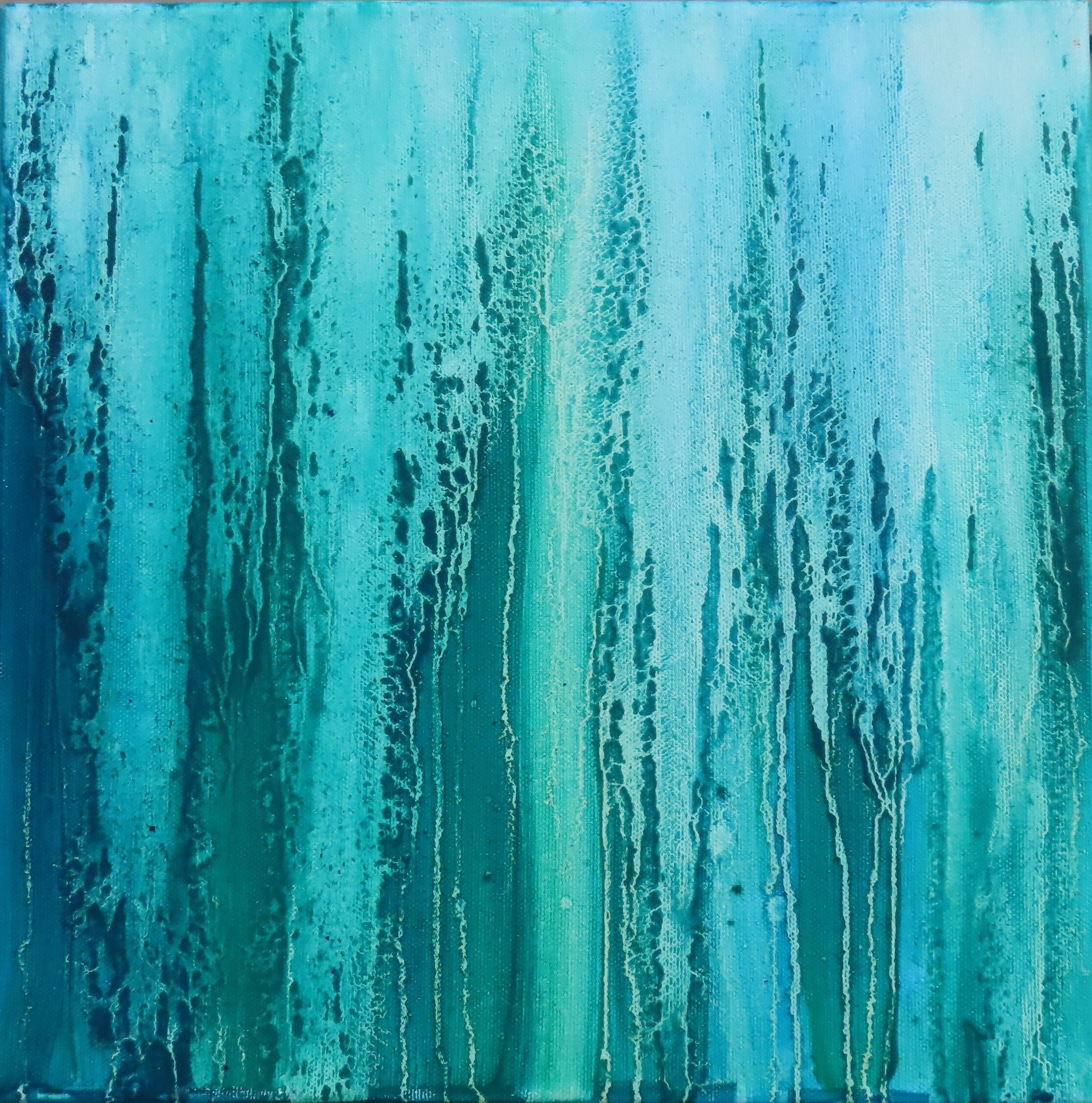 Turquoise Oil Painting Titled waterfall in Lace - Etsy Denmark