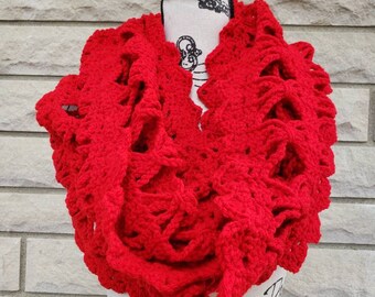 Crimson Red Beautiful Crochet Lace Infinity Scarf Gift Ideas - Etsy