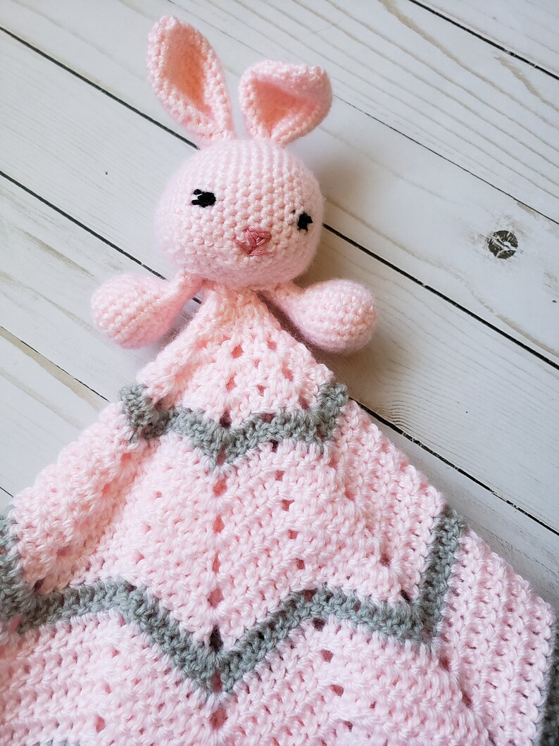 Pink Crochet Bunny Lovey Security Blanket - Etsy