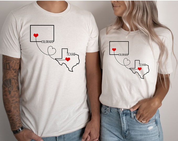 Custom Long Distance Relationship Shirt, State to State, Best Friends ...