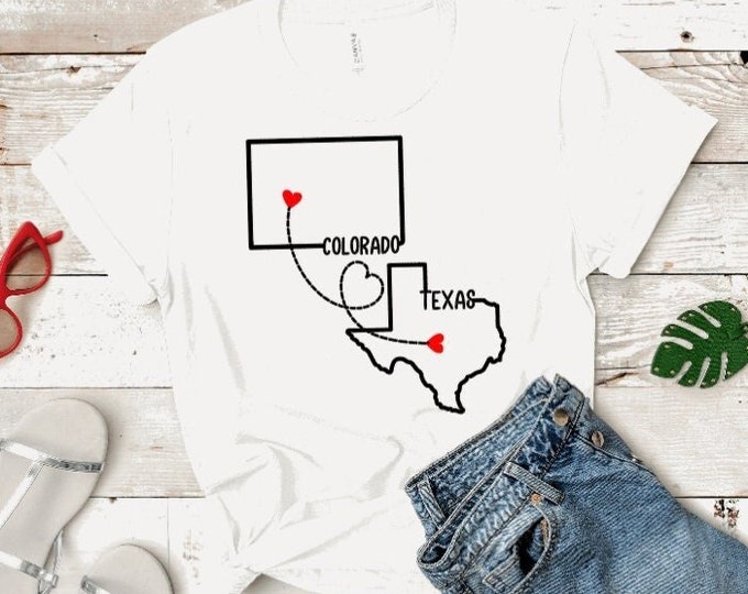 Custom Long Distance Relationship Shirt, State to State, Best Friends ...