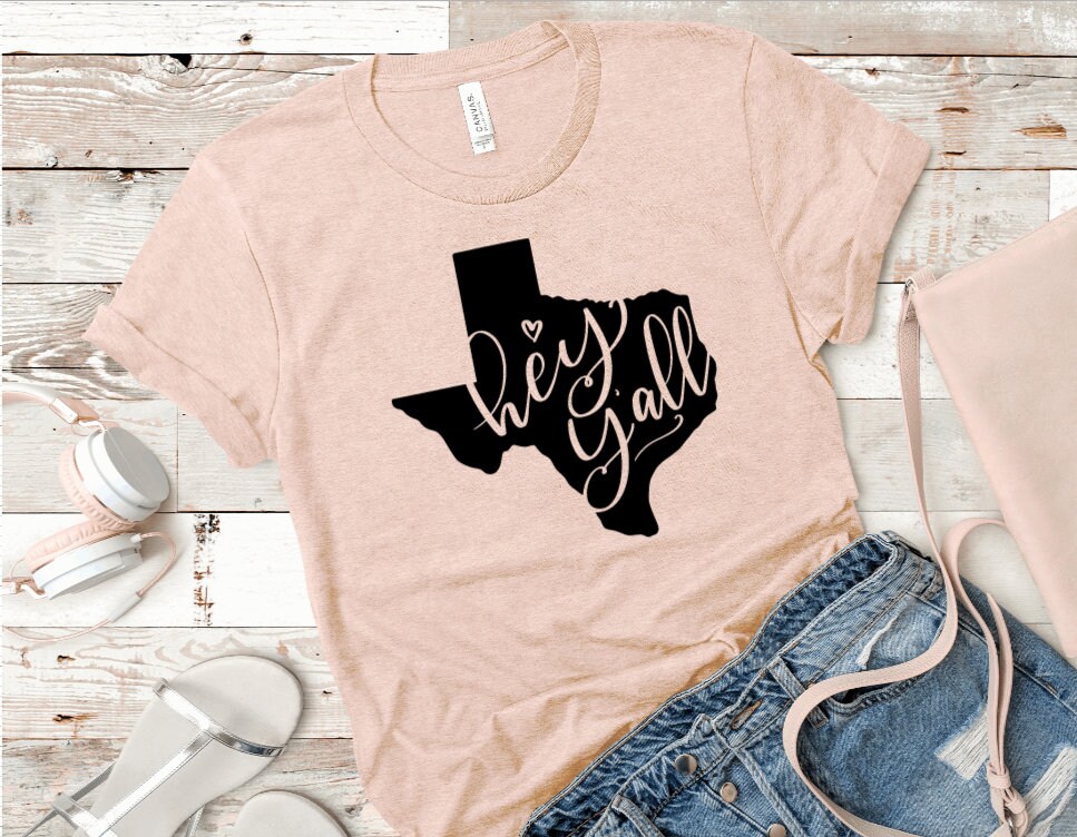Hey Y'All Texas Map Shirt Texas Shirt Custom Shirt Vinyl | Etsy