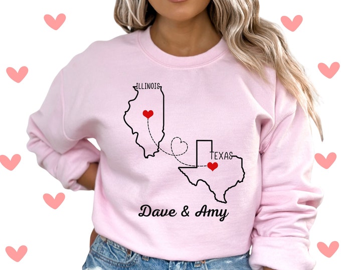 Custom Long Distance Relationship Shirt, State to State, Best Friends ...