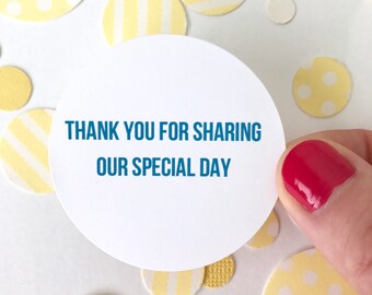 Thank You Wedding Stickers Sharing Our Special Day Wedding | Etsy