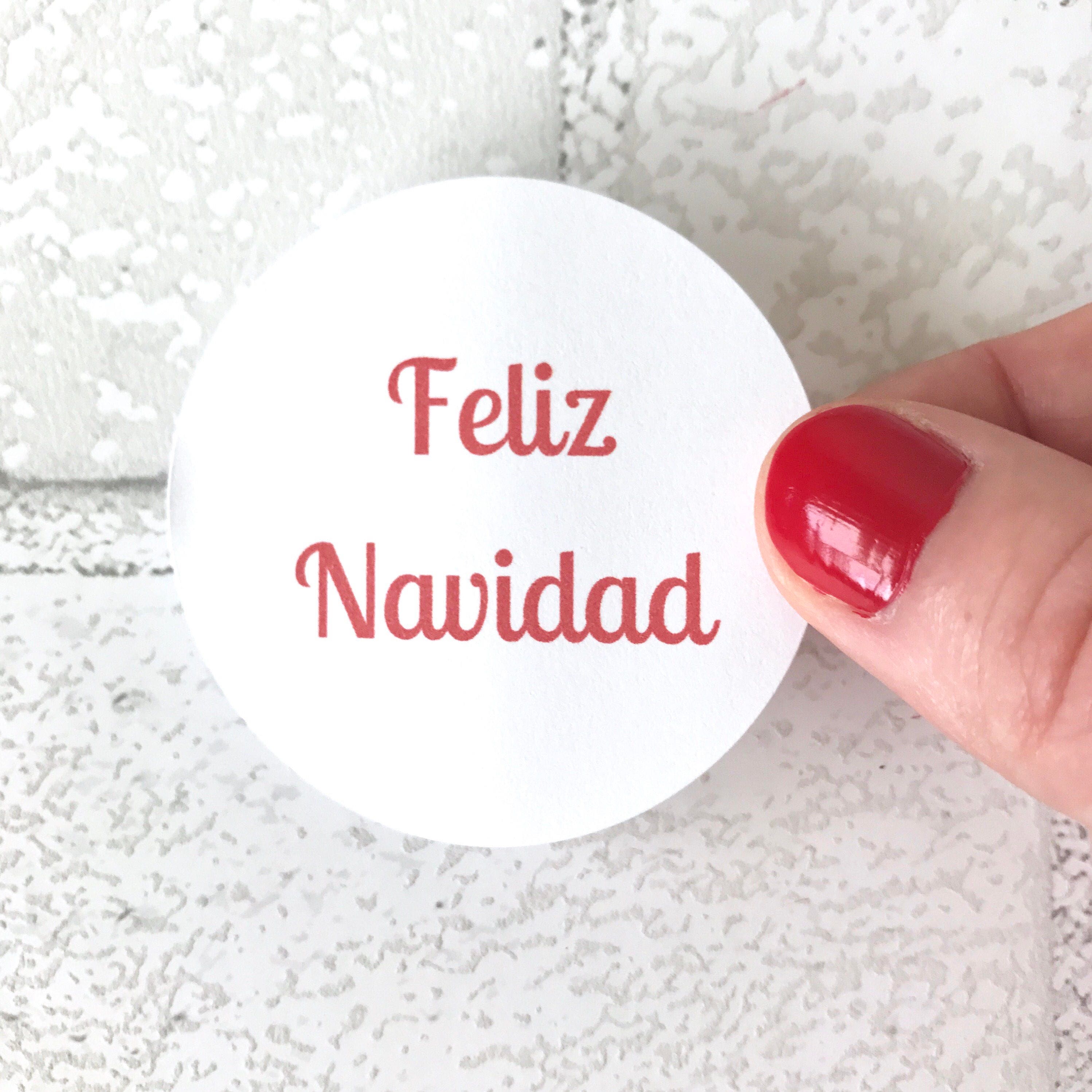 Feliz Navidad Stickers | Christmas Card Round Circle Seal Holiday Party ...