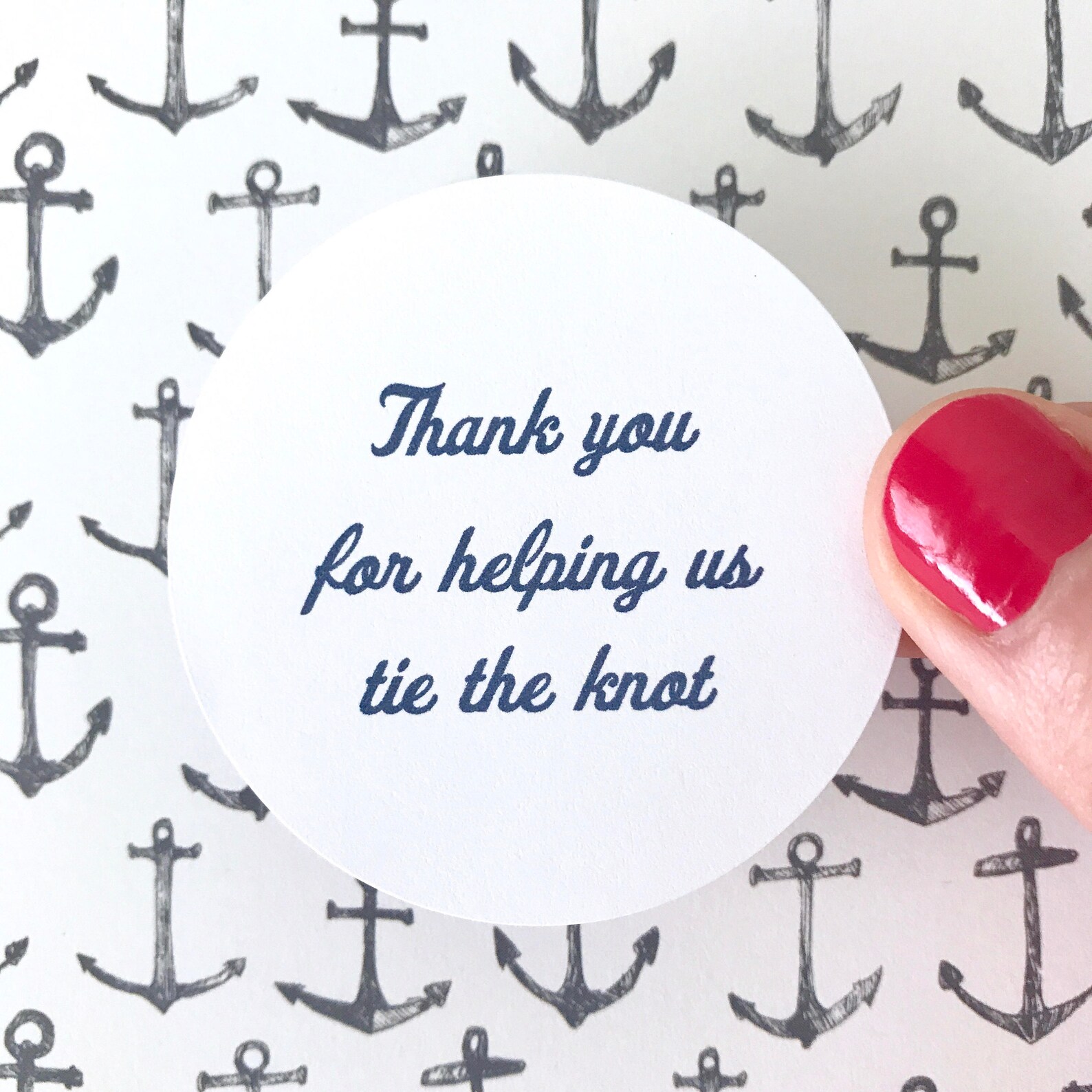 Tied the Knot Stickers | Thank You Nautical Round Circle Label ...