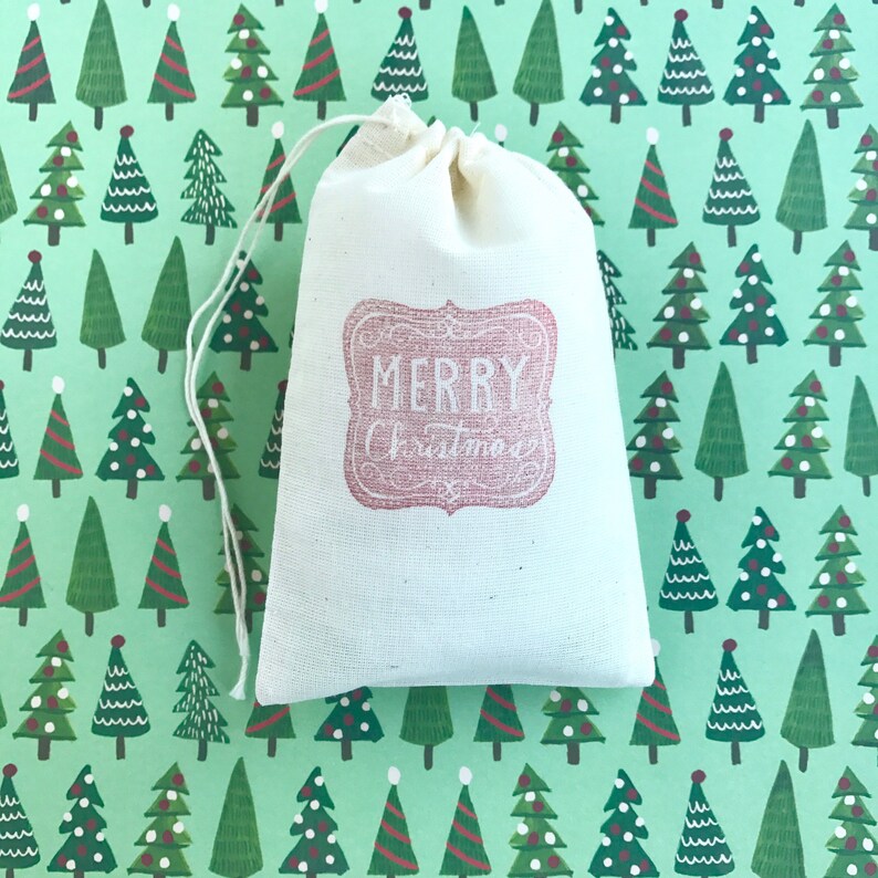 Merry Christmas Favor Bags Holiday Party Bags Candy Goodie - Etsy