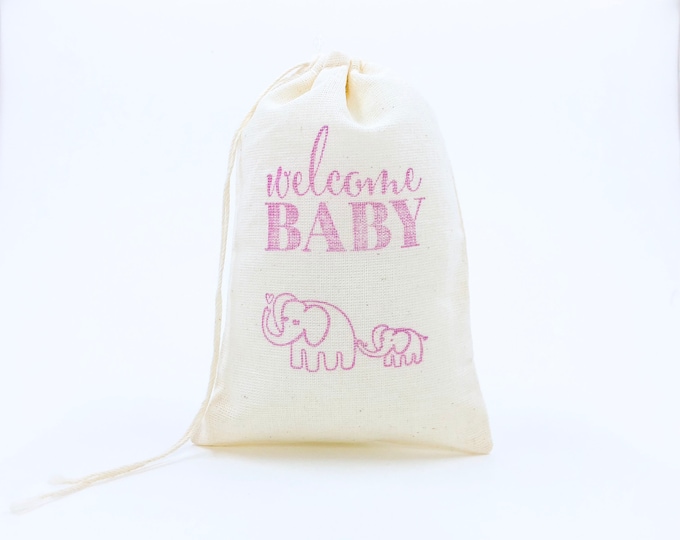 Welcome Baby Footprint Favor Bags Girl Baby Shower Party Bags | Etsy