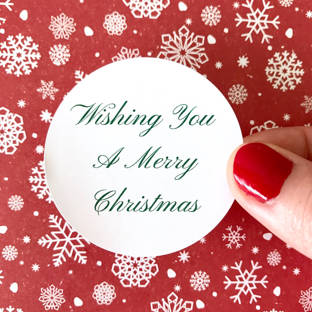 Wishing You A Merry Christmas Stickers | Christmas Card Seal Holiday ...