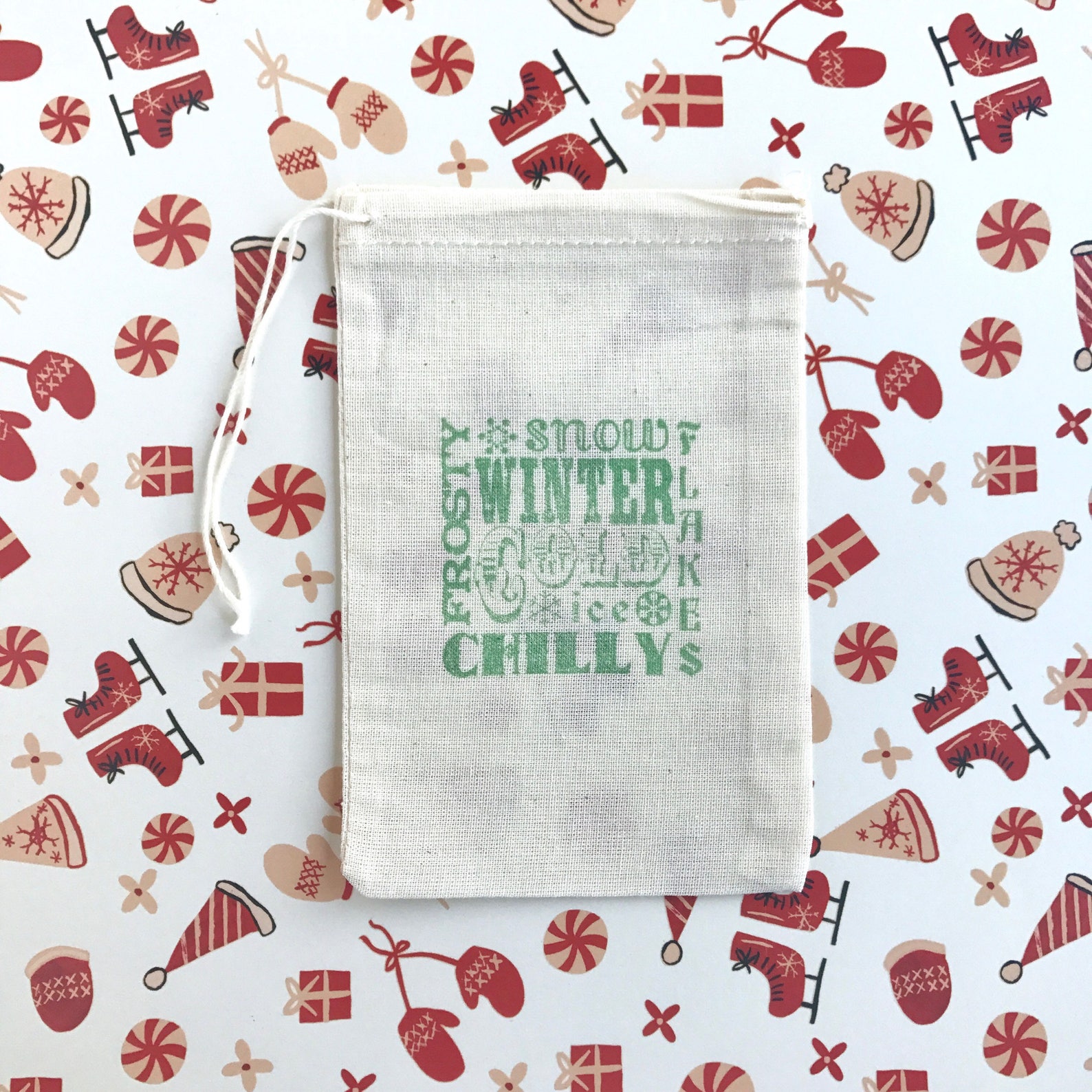 Christmas Party Bags Snow Winter Favor Bags Holidays Goodie | Etsy