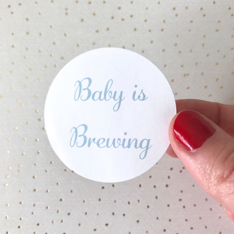 Baby is Brewing Sticker | Baby Shower Favor Bag Circle Sticker | Baby ...