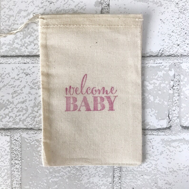 Welcome Baby Girl Favor Bags Shower Party Bag Candy Gift Bag Goodie Bag ...