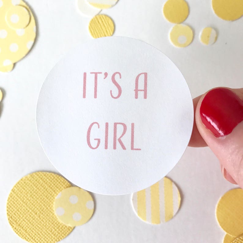 It's A Girl Sticker Baby Shower Favor Bag Circle Sticker | Etsy