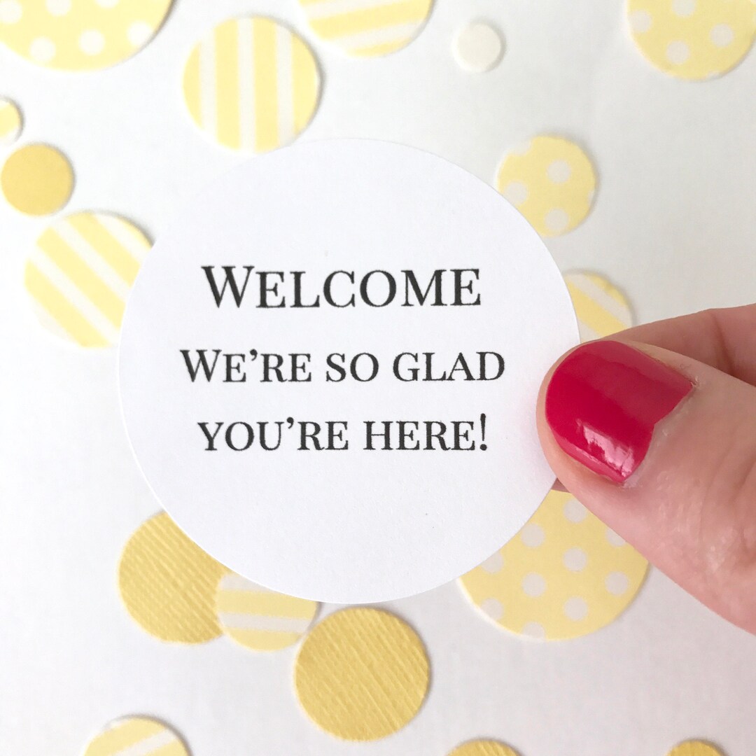 Wedding Welcome Sticker | so Glad You're Here Wedding Welcome Circle ...