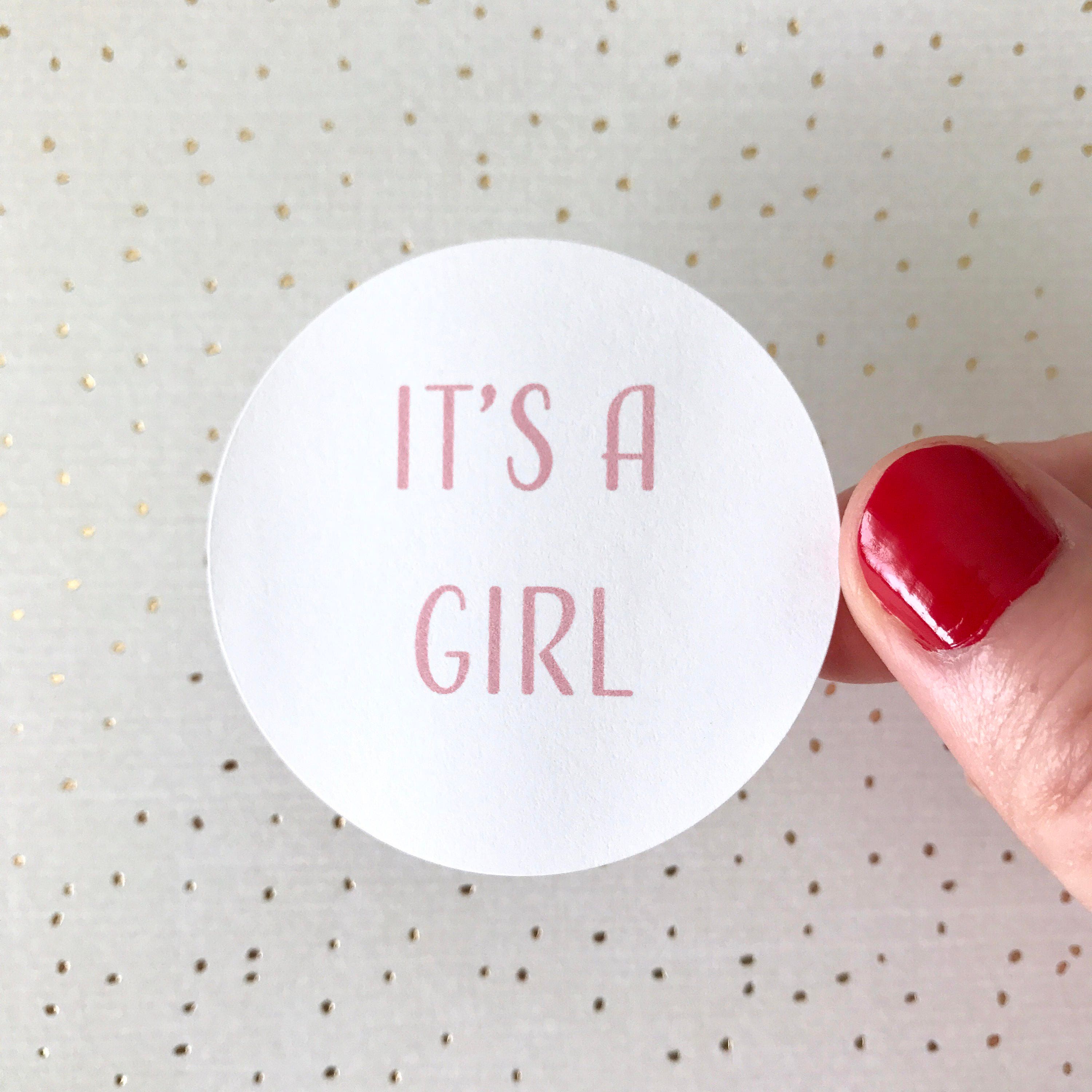It's A Girl Sticker Baby Shower Favor Bag Circle Sticker | Etsy