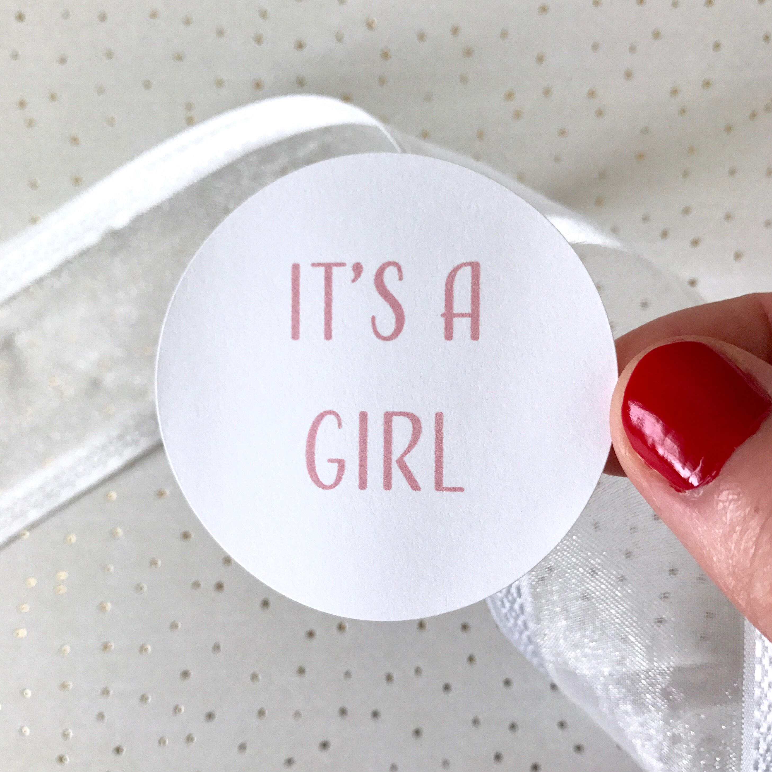 It's A Girl Sticker Baby Shower Favor Bag Circle Sticker | Etsy