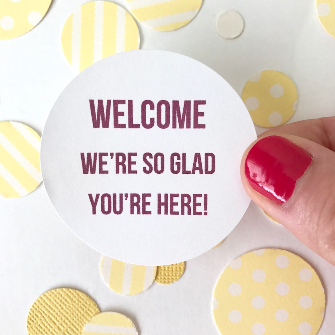 Wedding Welcome Stickers | so Glad You're Here Wedding Welcome Circle ...