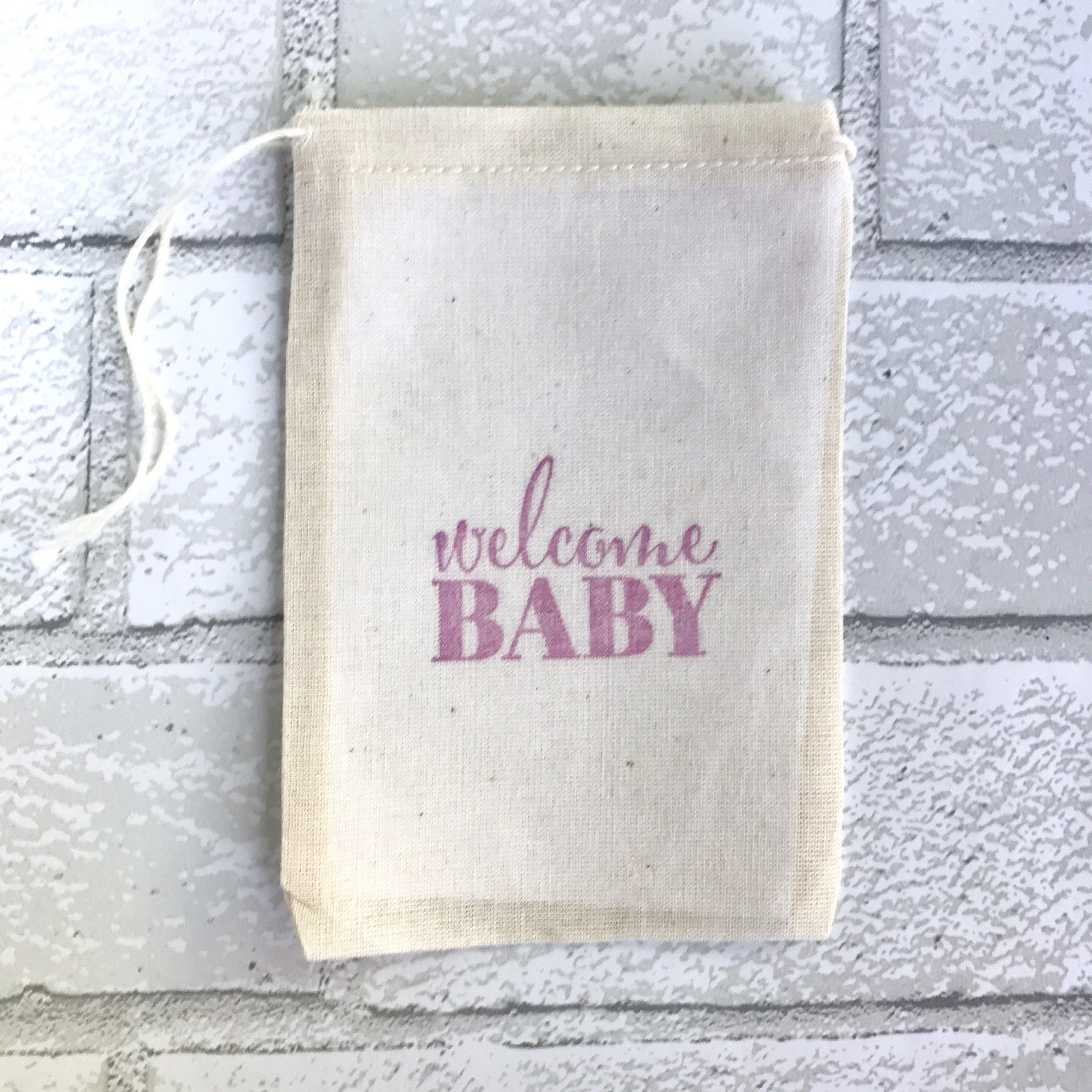 Welcome Baby Girl Favor Bags Shower Party Bag Candy Gift Bag Goodie Bag ...
