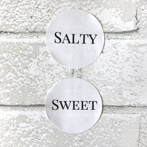 Salty Sweet Stickers | Wedding Treat Favor Bag Circle Round Label ...