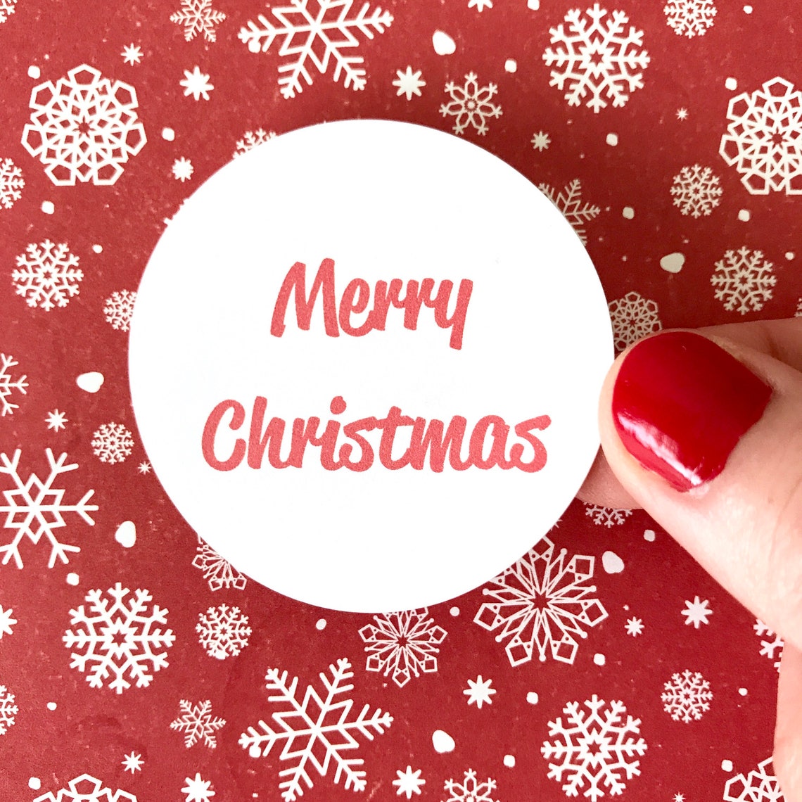 Merry Christmas Stickers | Christmas Card Round Circle Seal Holiday ...