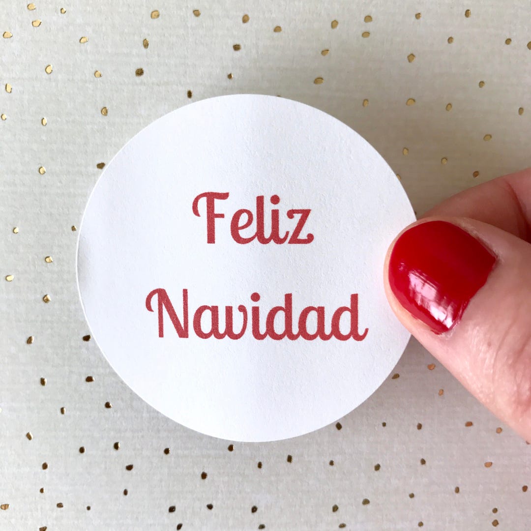 Feliz Navidad Stickers | Christmas Card Round Circle Seal Holiday Party ...
